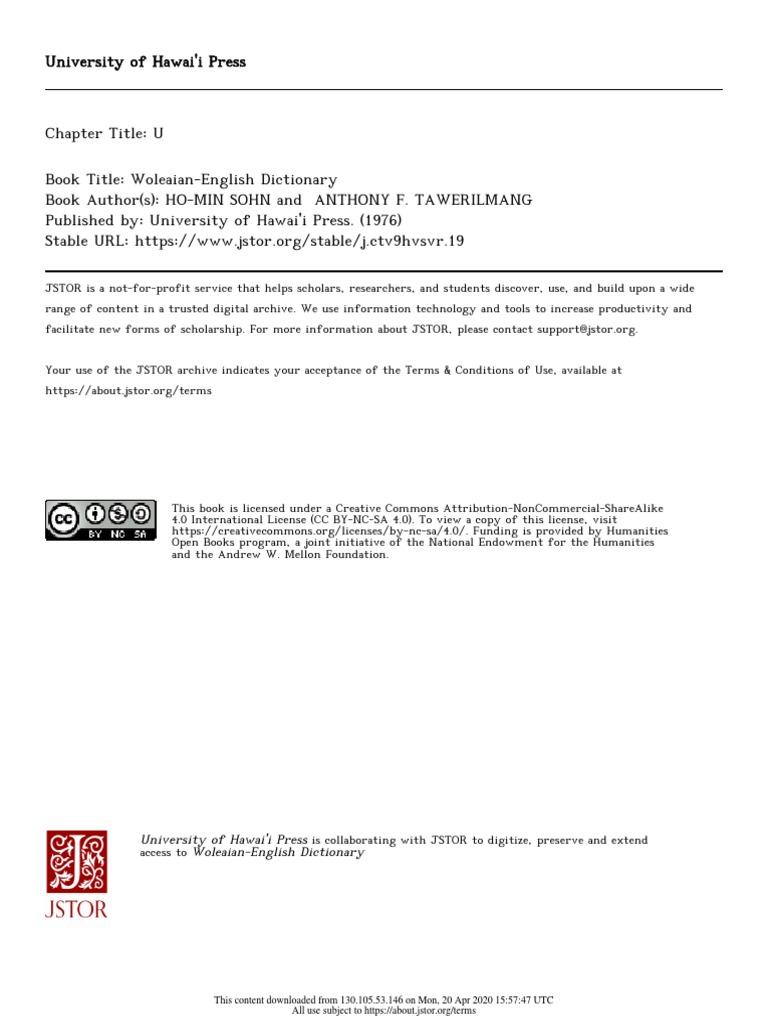 University of Hawai'i Press Woleaian-English Dictionary | PDF | Nature