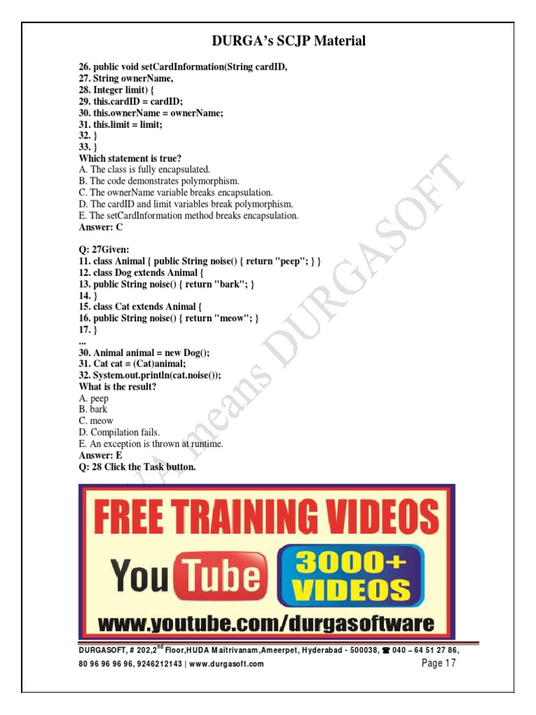 SCJP Exam Practice Questions | PDF