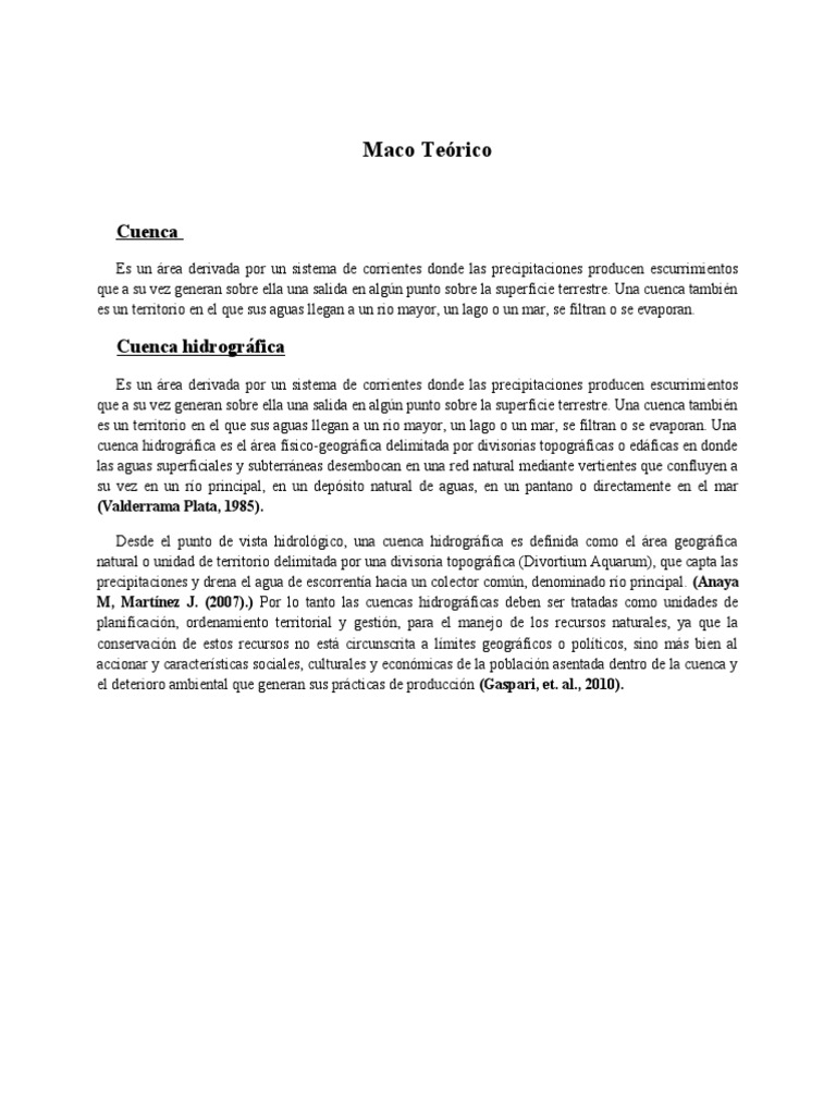 Maco Teórico | PDF | Cuenca de drenaje | Geografía Física
