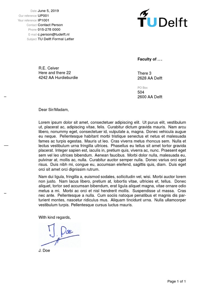 Tu Delft Letter | PDF