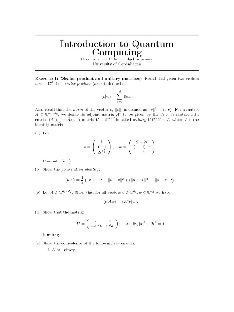 Introduction To Quantum Computing | PDF | Eigenvalues And Eigenvectors | Matrix (Mathematics)
