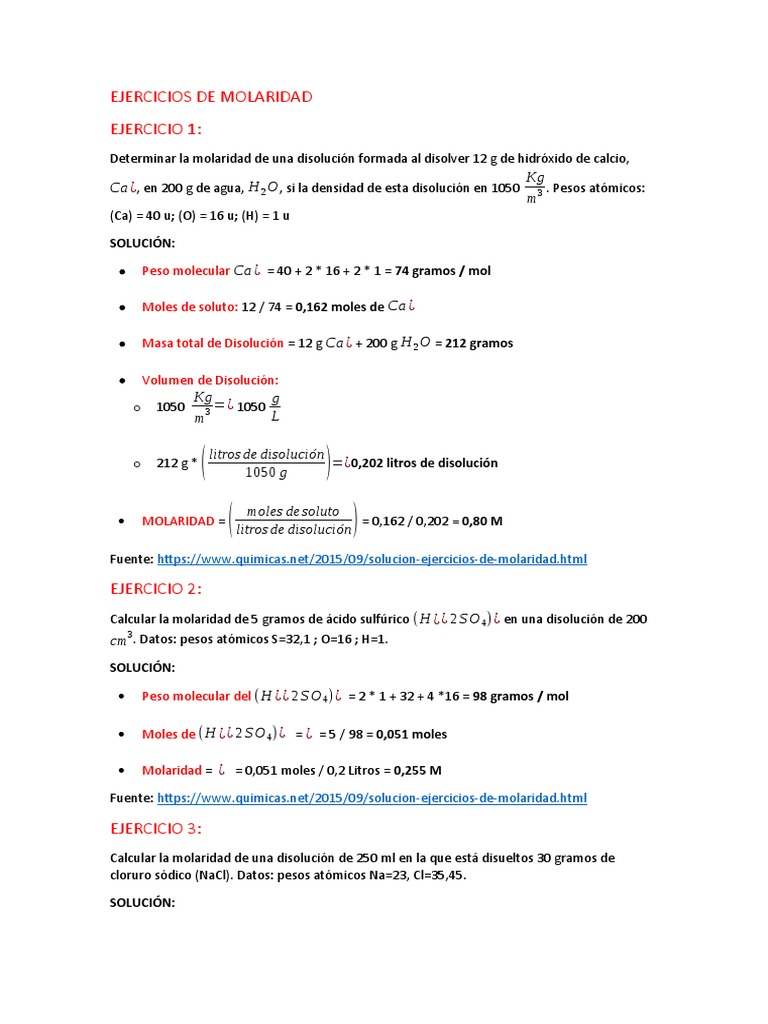 Molaridad 2 | PDF | Cocina, comidas y vino | Ciencia y matemática