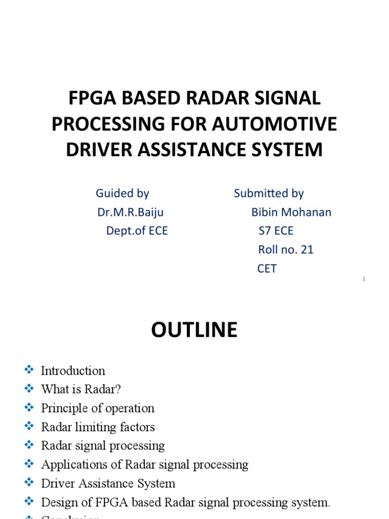 Fpga Based Radar Signal Processing For Automotive Driver | PDF | Signal ...