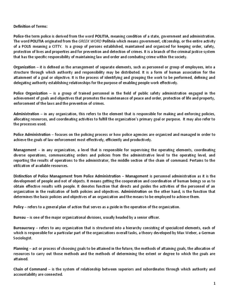 Notes On Police Organization and Administration2 | PDF | Police | Hierarchy