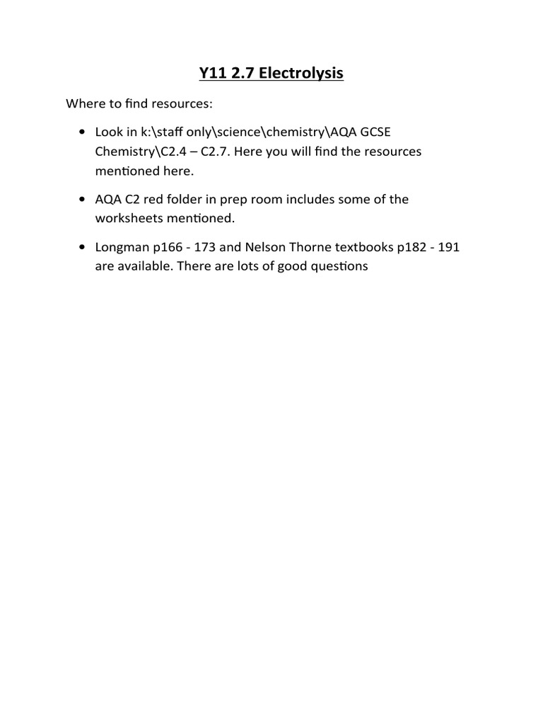 C2.7 Scheme of Work | PDF | Oxide | Chlorine
