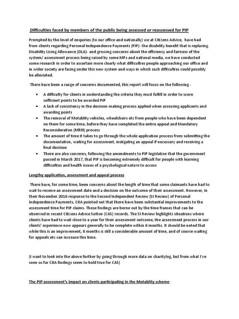 Pip Experience Draft | PDF | Disability