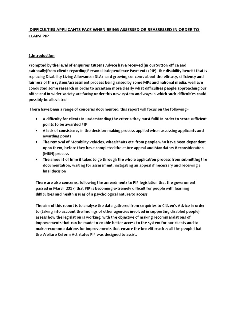 Pip Experience Draft1808 | PDF | Nursing | Disability