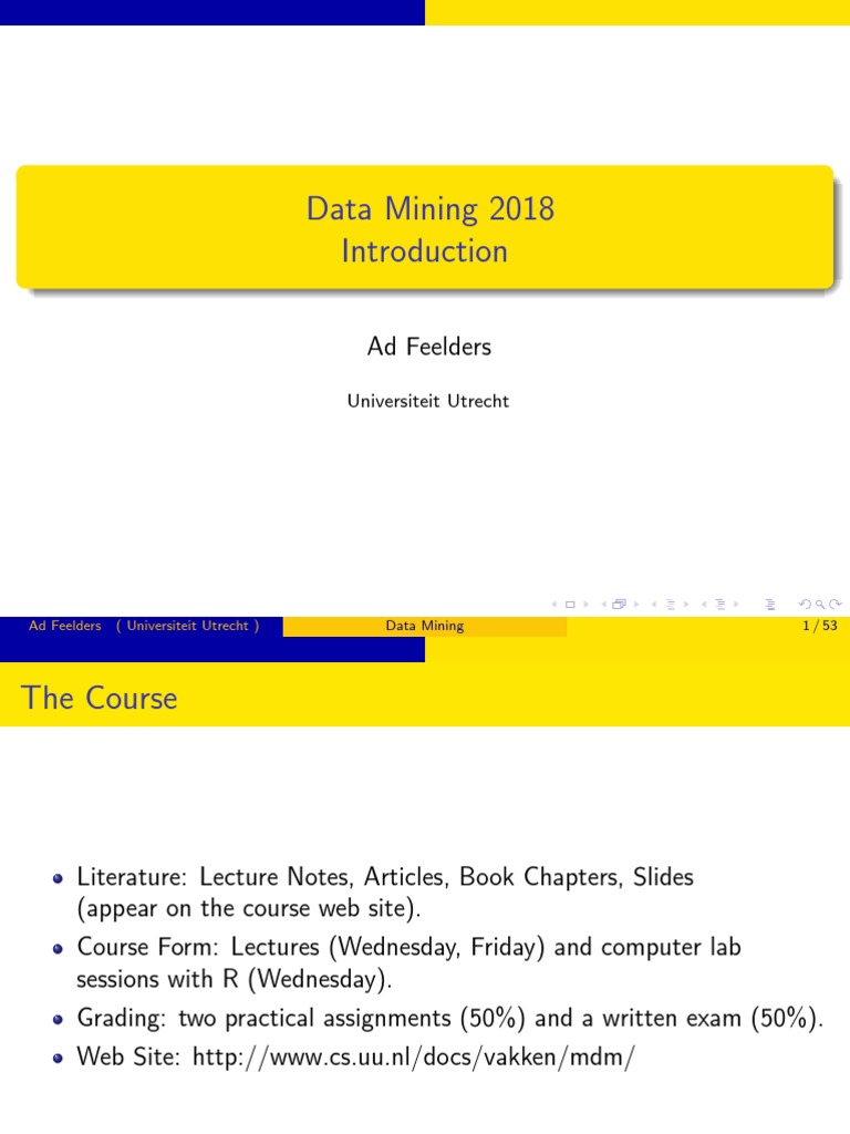 Data Mining - Utrecht University - 0. Intro | PDF | Data Mining ...