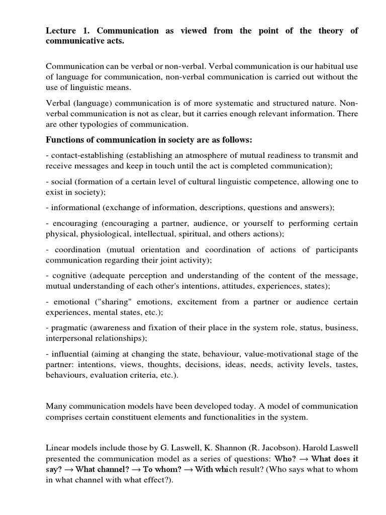 Lecture 1 Communicative Acts in Business Communication | PDF ...