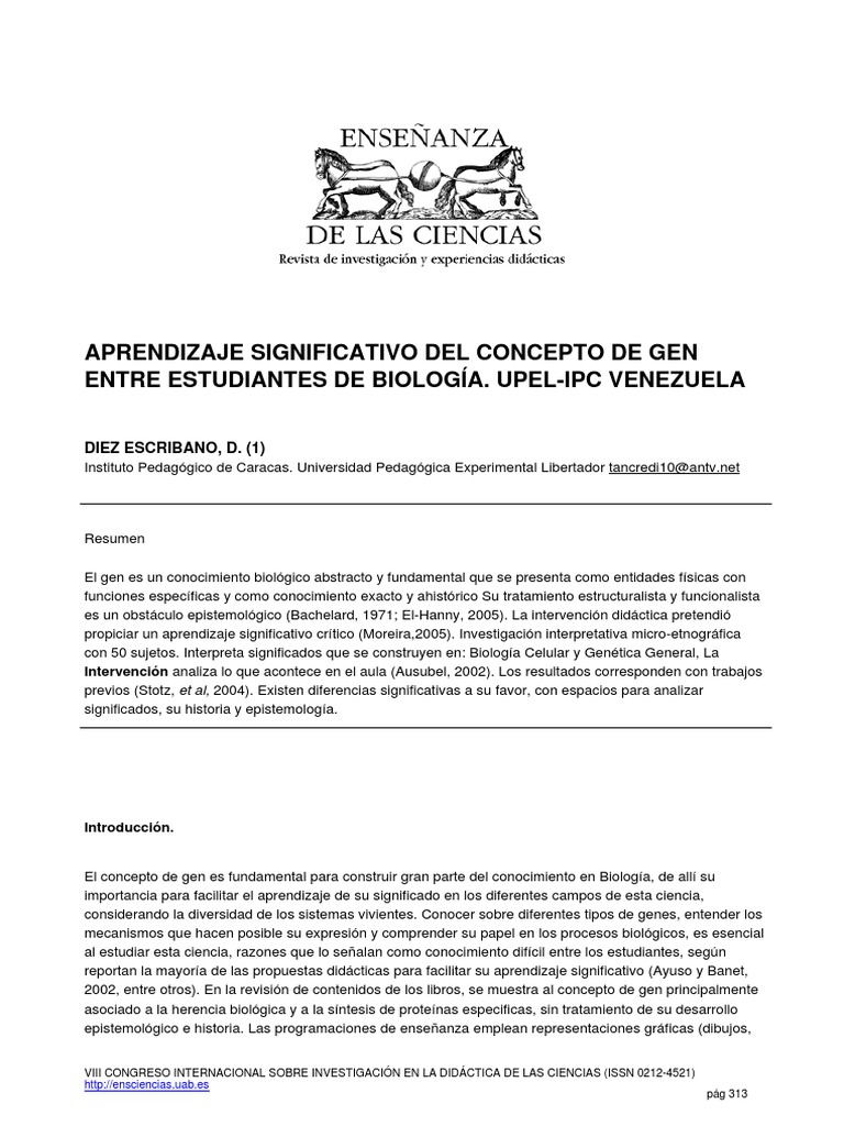 Aprendizaje Significativo Del Concepto de Gen | PDF | Biología | Aprendizaje