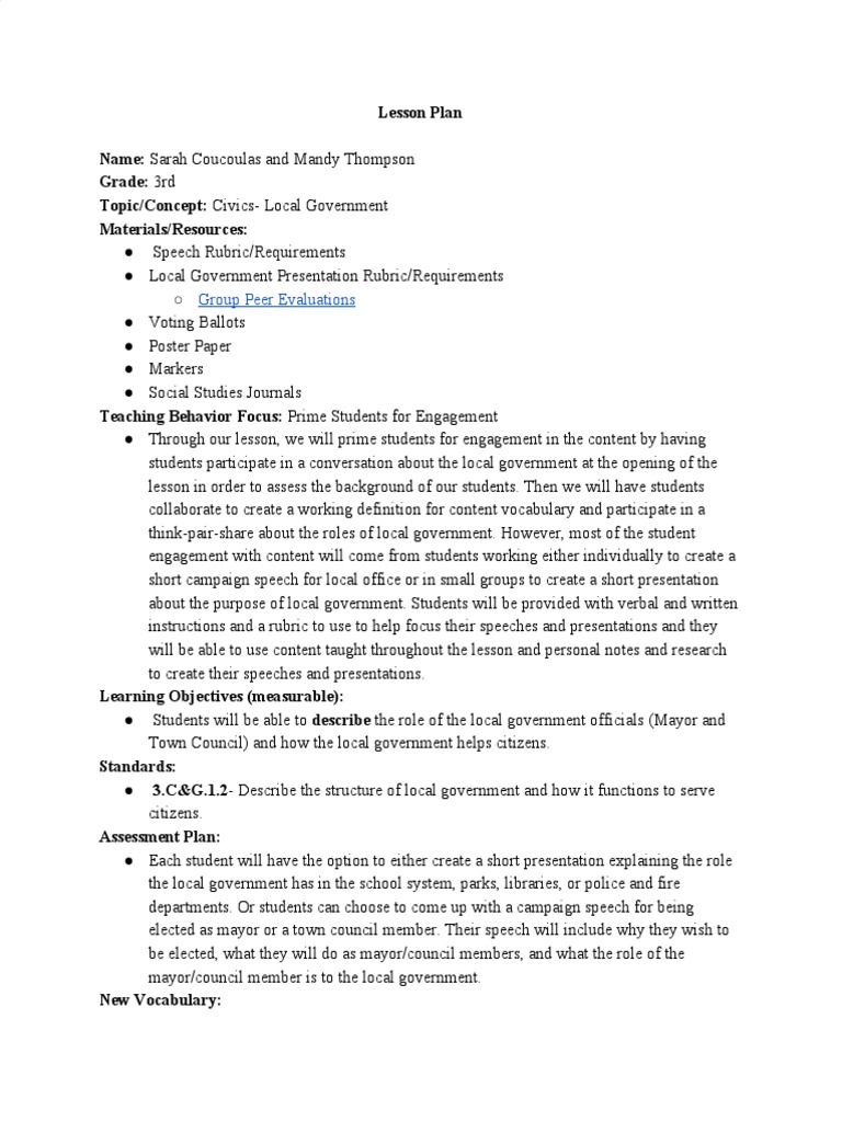 Lesson Plan Name: Grade: Topic/Concept: Materials/Resources | PDF ...