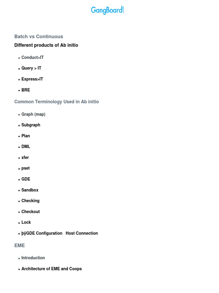Ab Initio: Batch vs Continuous Overview | PDF