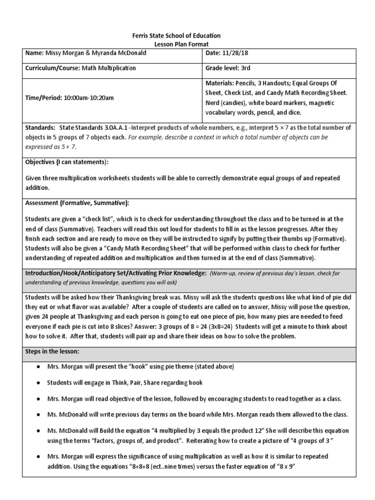 Mini Teaching Lesson Plan 1 | PDF | Educational Psychology | Cognition