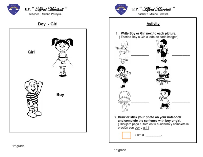 Boy and Girl Identification Worksheet | PDF