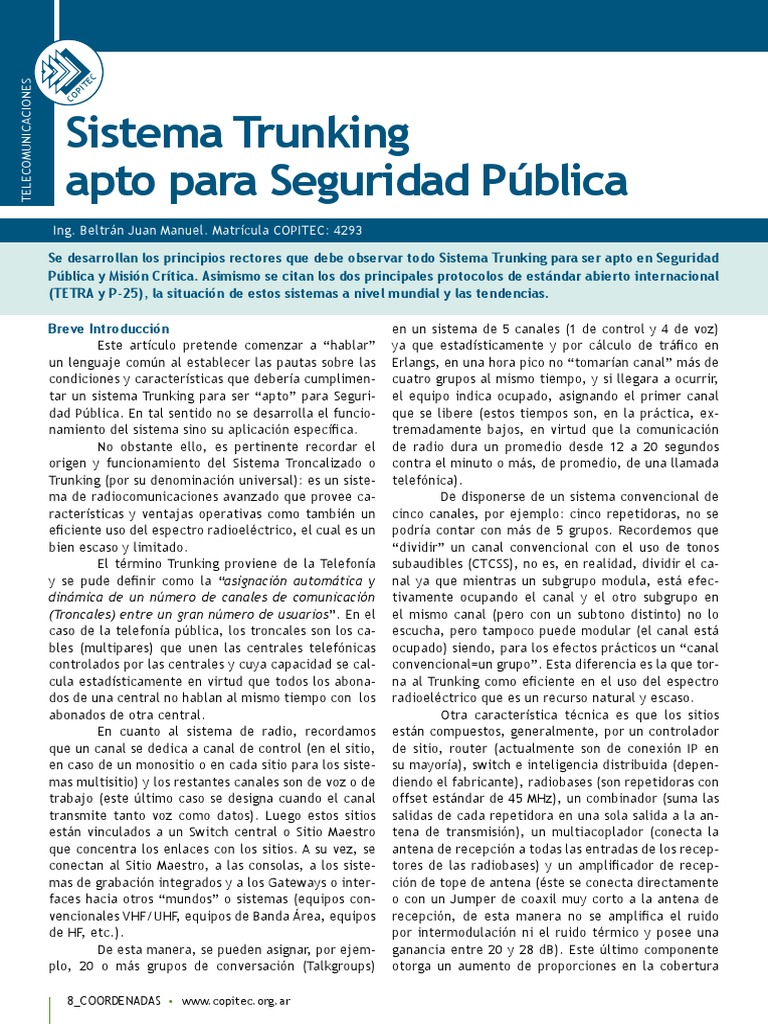 Sistema Trunking | PDF | Lte (Telecomunicaciones) | Teléfonos móviles