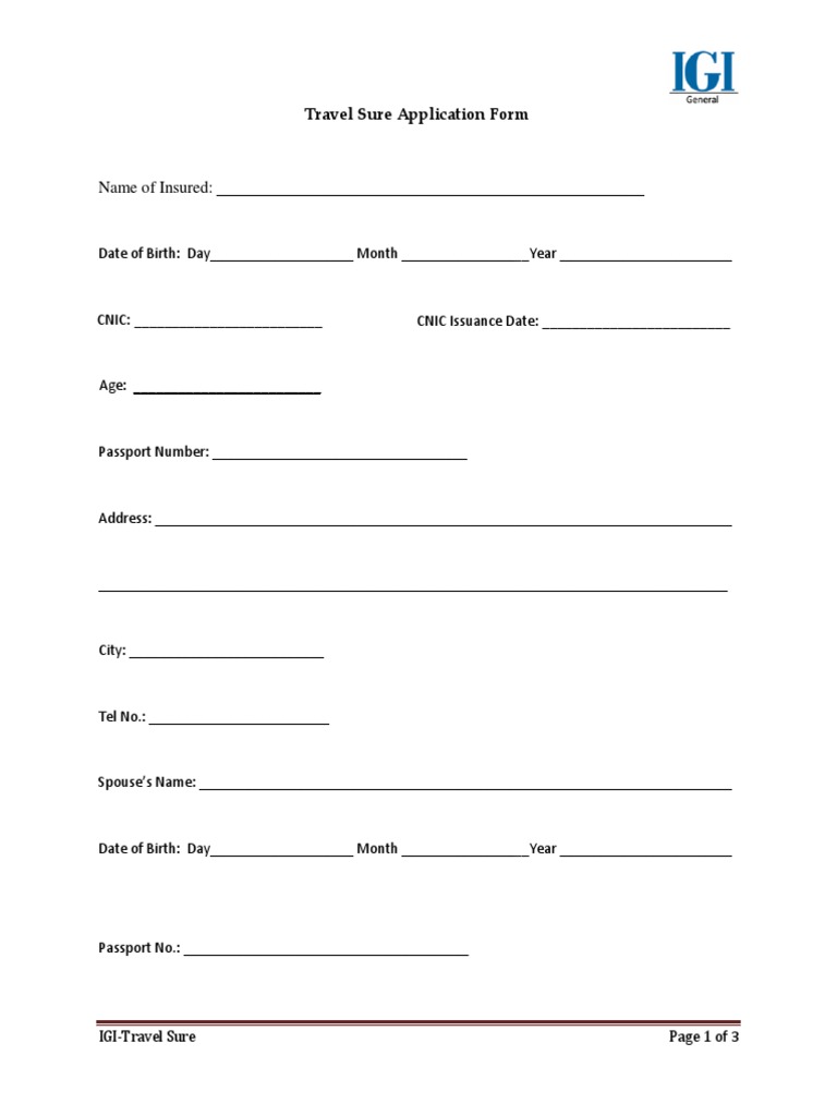 Travel Application Form | PDF | Services (Economics) | Service Industries