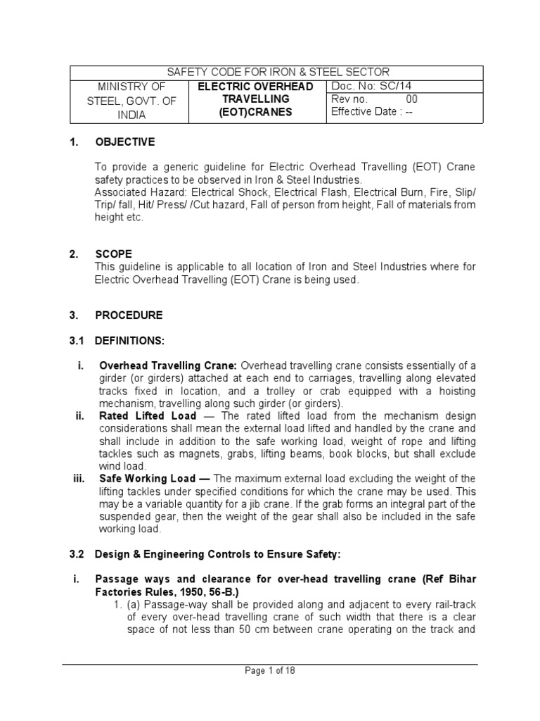 SC-14 Safety Code For Work On Electric Overhead Travelling - EOT ...