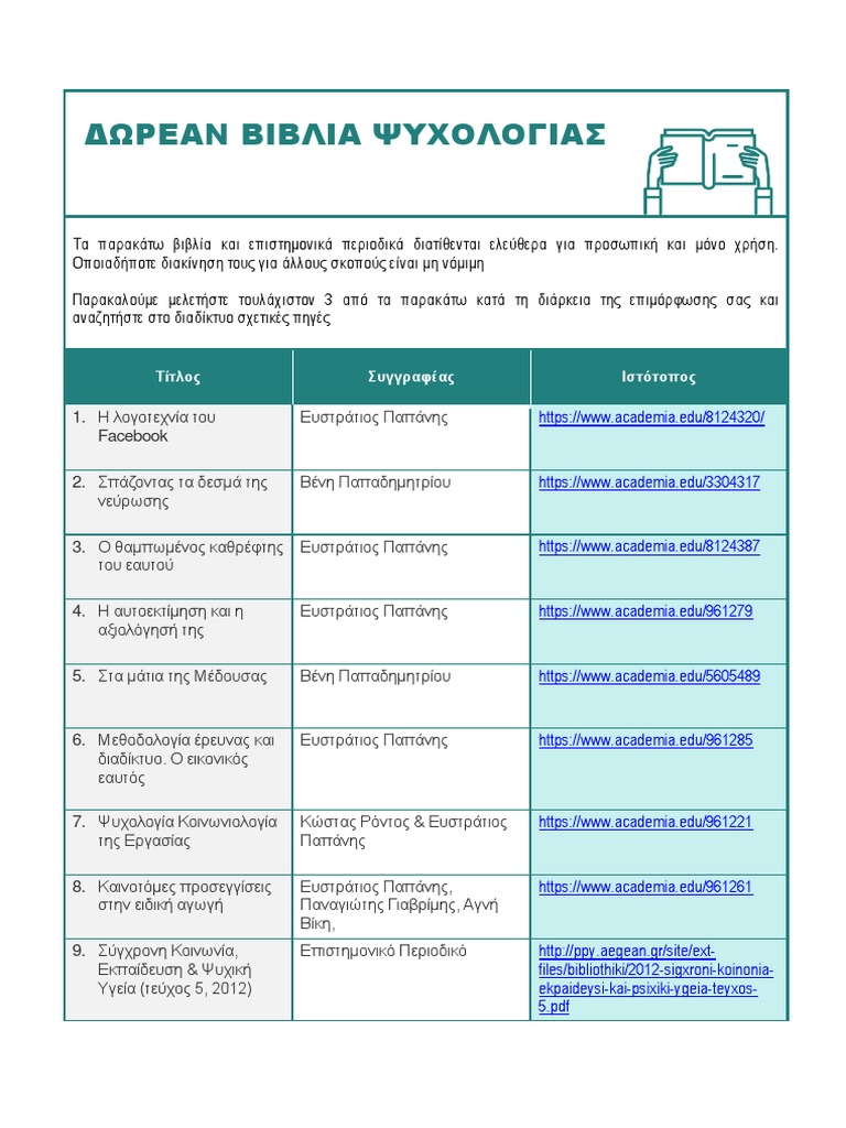 ΔΩΡΕΑΝ ΒΙΒΛΙΑ ΨΥΧΟΛΟΓΙΑΣ PDF | PDF
