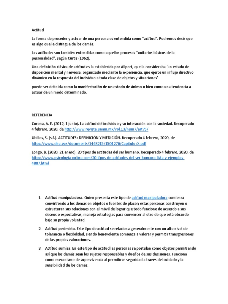 Tipos de Actitudes Humanas | PDF | Actitud (psicología) | Empatía