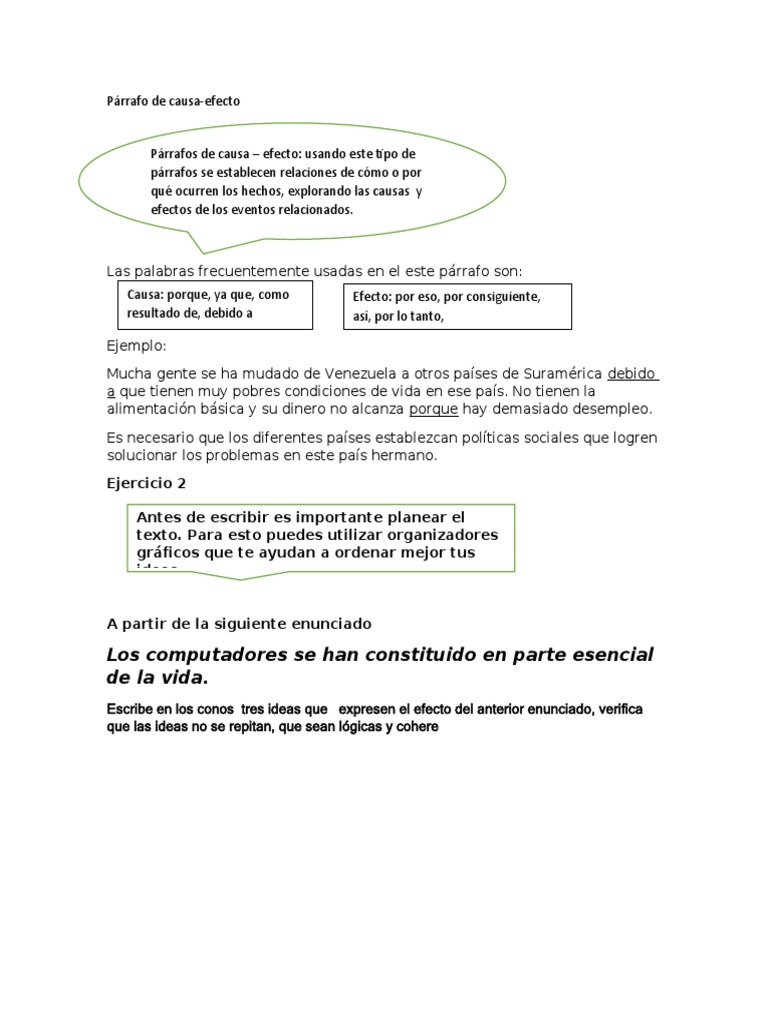 Párrafo de Causa - Efecto (Tarea) | PDF