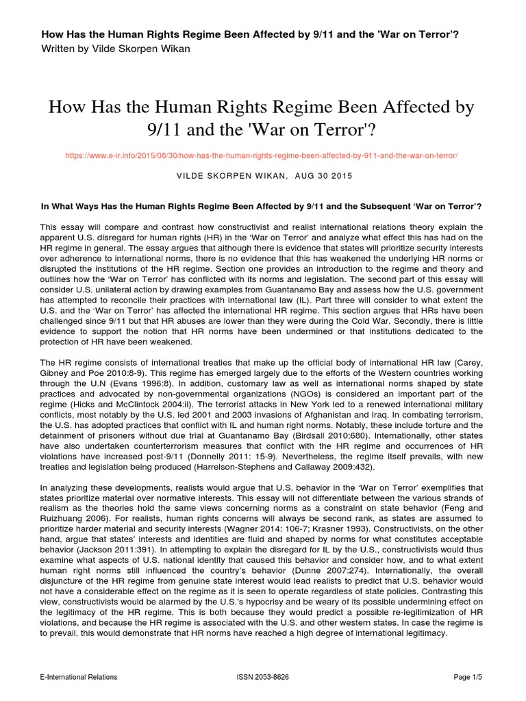 How Has The Human Rights Regime Been Affected by 911 and The War On ...