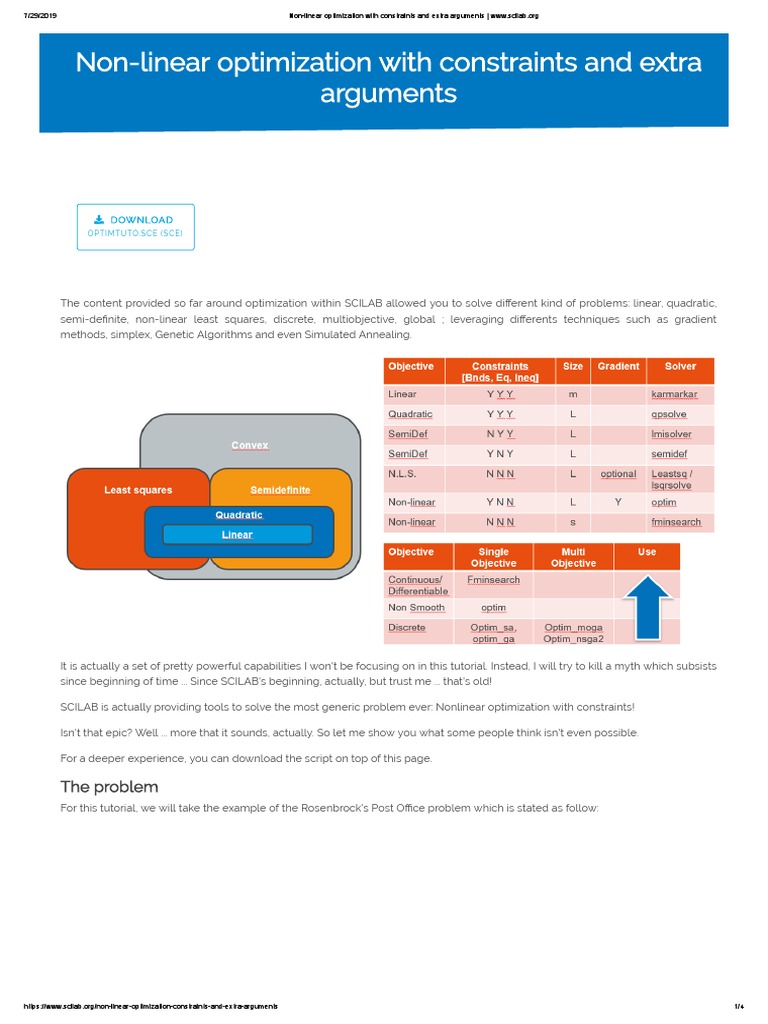 Non Linear Optimization With Constraints And Extra Arguments Pdf Nonlinear Programming
