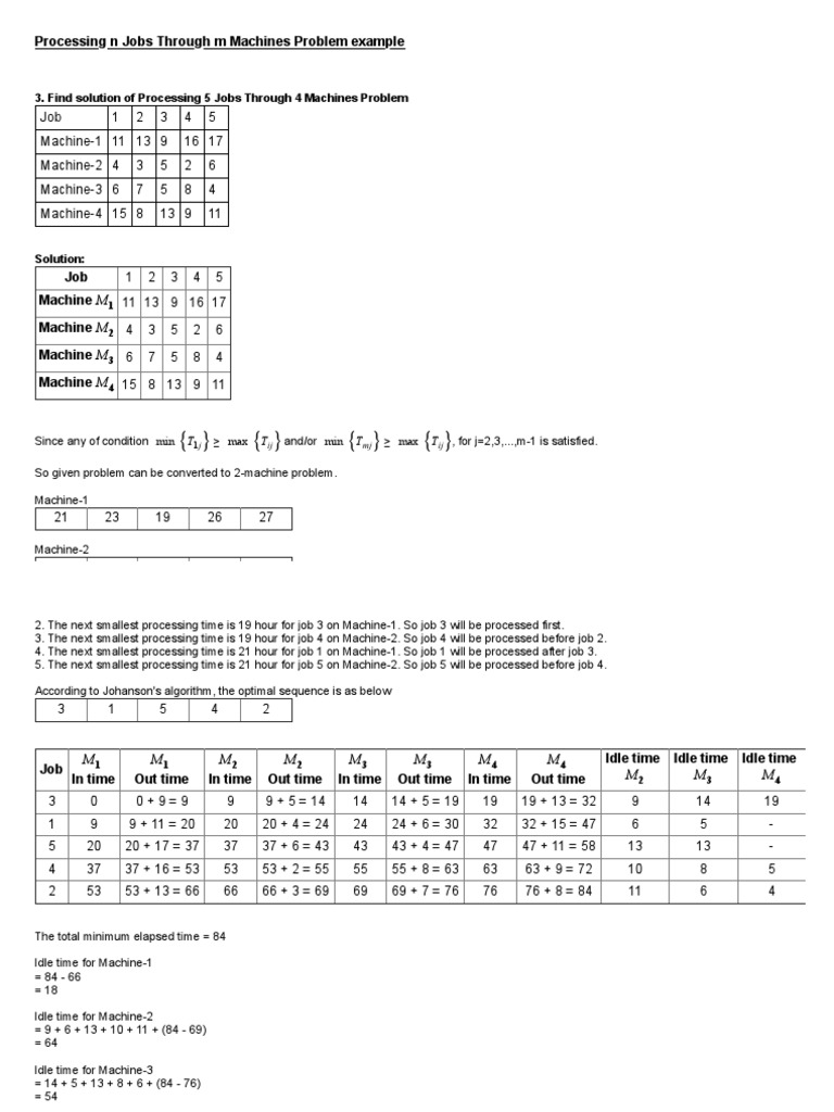 Job Sequencing with Johnson's Algorithm | PDF | Systems Analysis ...