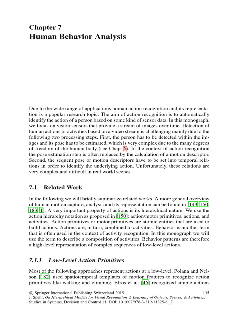 Human Behavior Analysis: 7.1 Related Work | PDF | Futurology | Algorithms