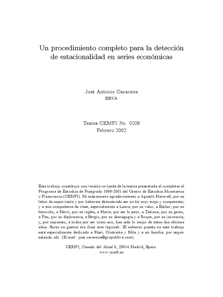 Detección de Estacionalidad en Series Económicas | PDF | Ajuste ...