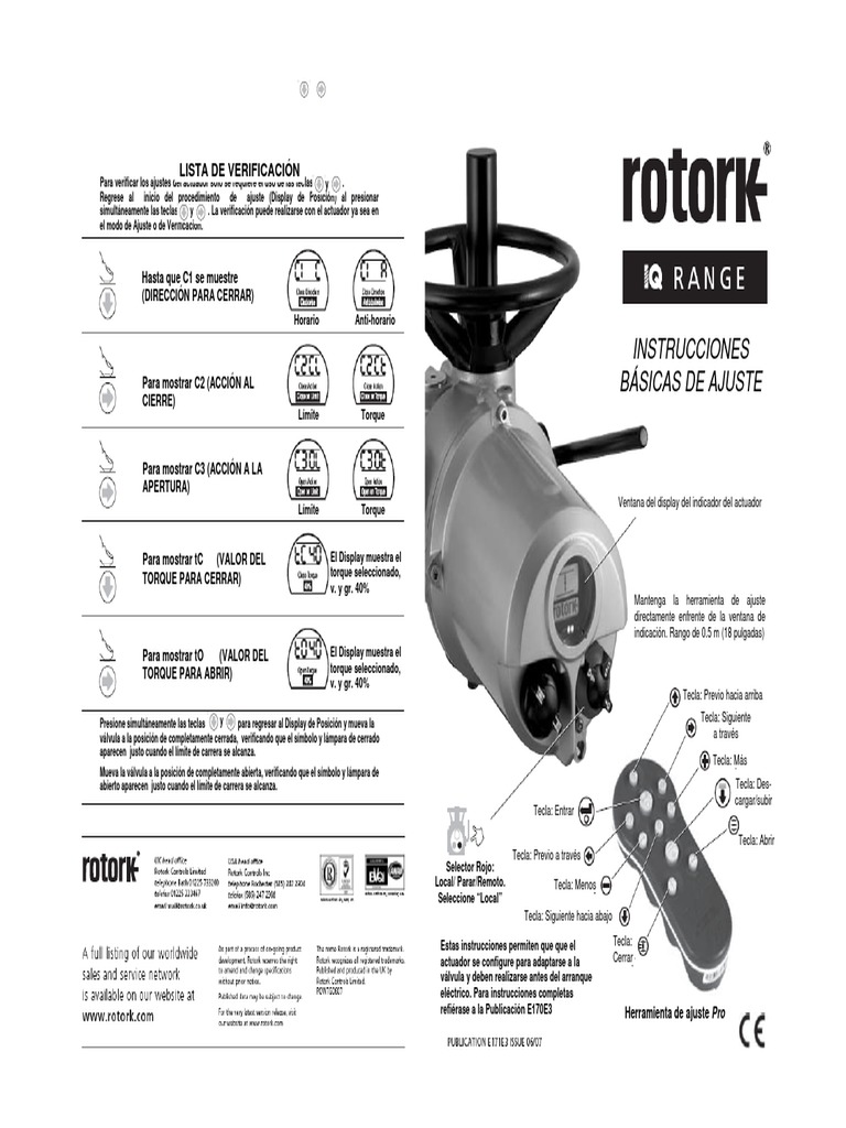 Guia de Ajuste Basico Español, Actuador Rotork Iq25 | PDF | Solenoide ...