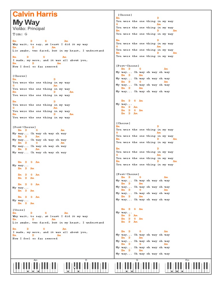 Calvin Harris - My Way (Cifras) | PDF | Songs