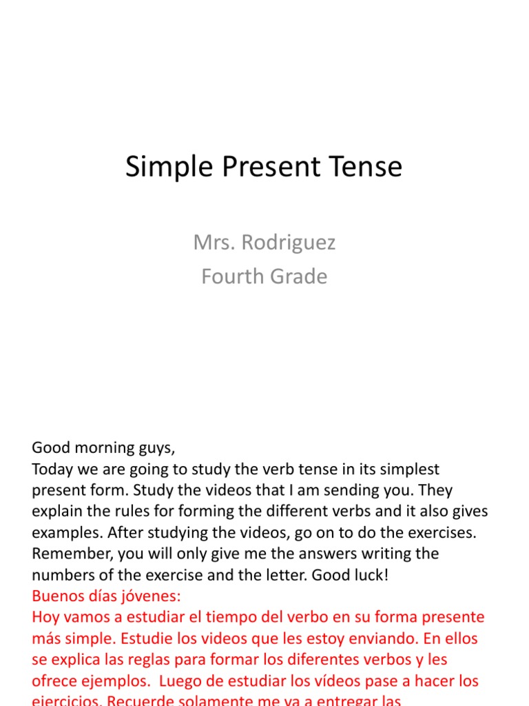 Simple Present Tense 4th | PDF