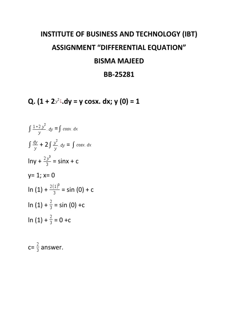 Assignment Diff Eqa | PDF