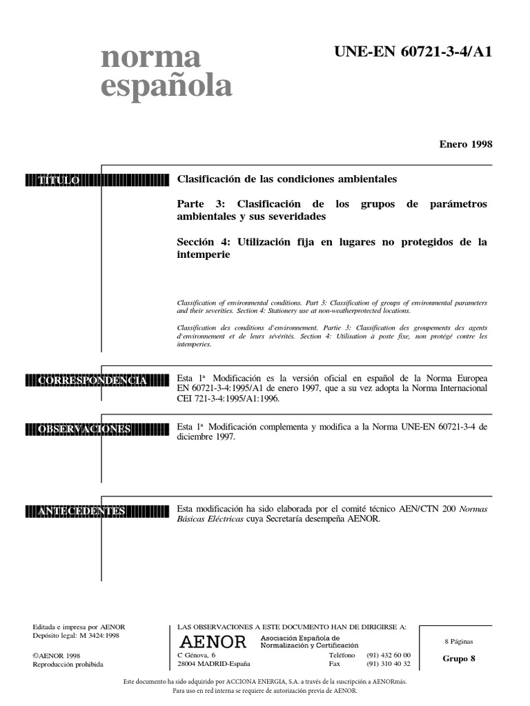 Une-En 60721-3-4 1998 | PDF | Clima | Zona tropical