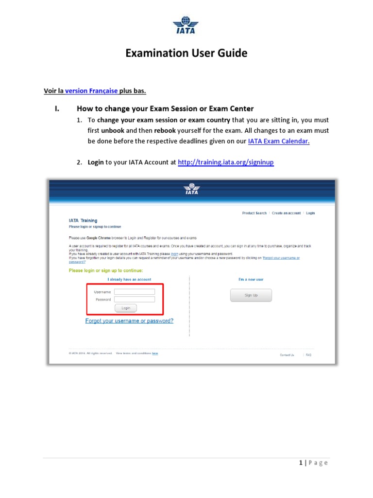 Examination User Guide: I. How To Change Your Exam Session or Exam ...