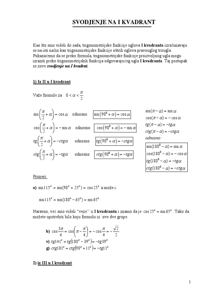 Svođenje Na Prvi Kvadrant | PDF