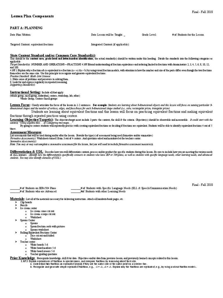 Equivalent Fractions Centers | PDF | Educational Assessment | Education ...