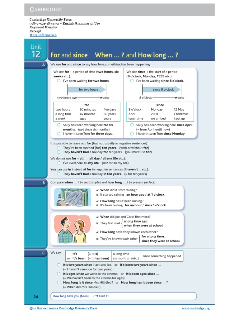 For and Since When ? and How Long ?: Weeks Etc.) | PDF