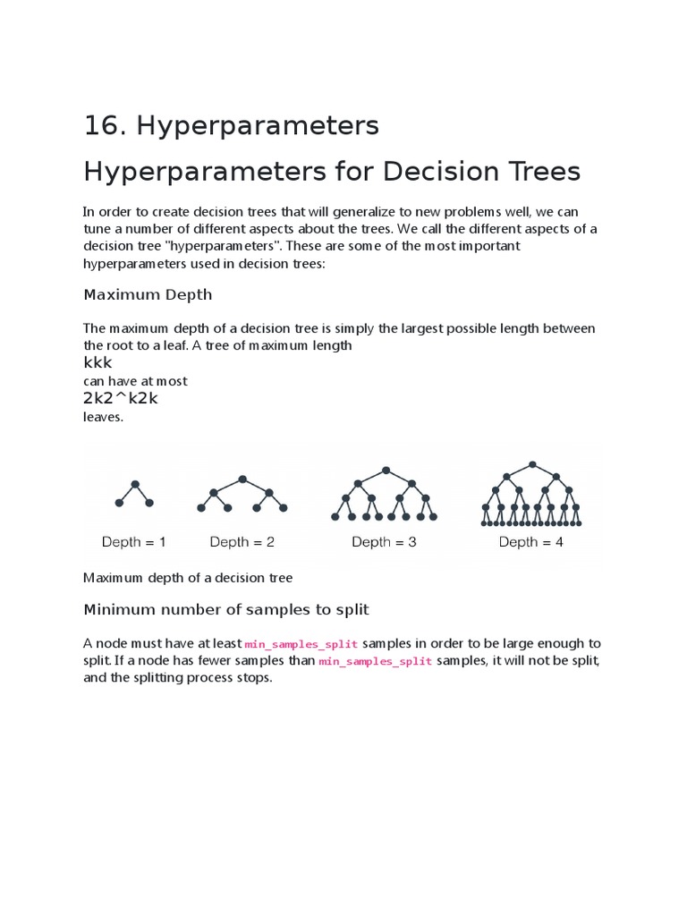 Hyperparameters Hyperparameters For Decision Trees: Maximum Depth | PDF ...
