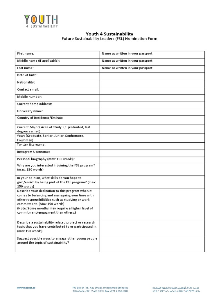 FSL Nomination Form 2020 | PDF