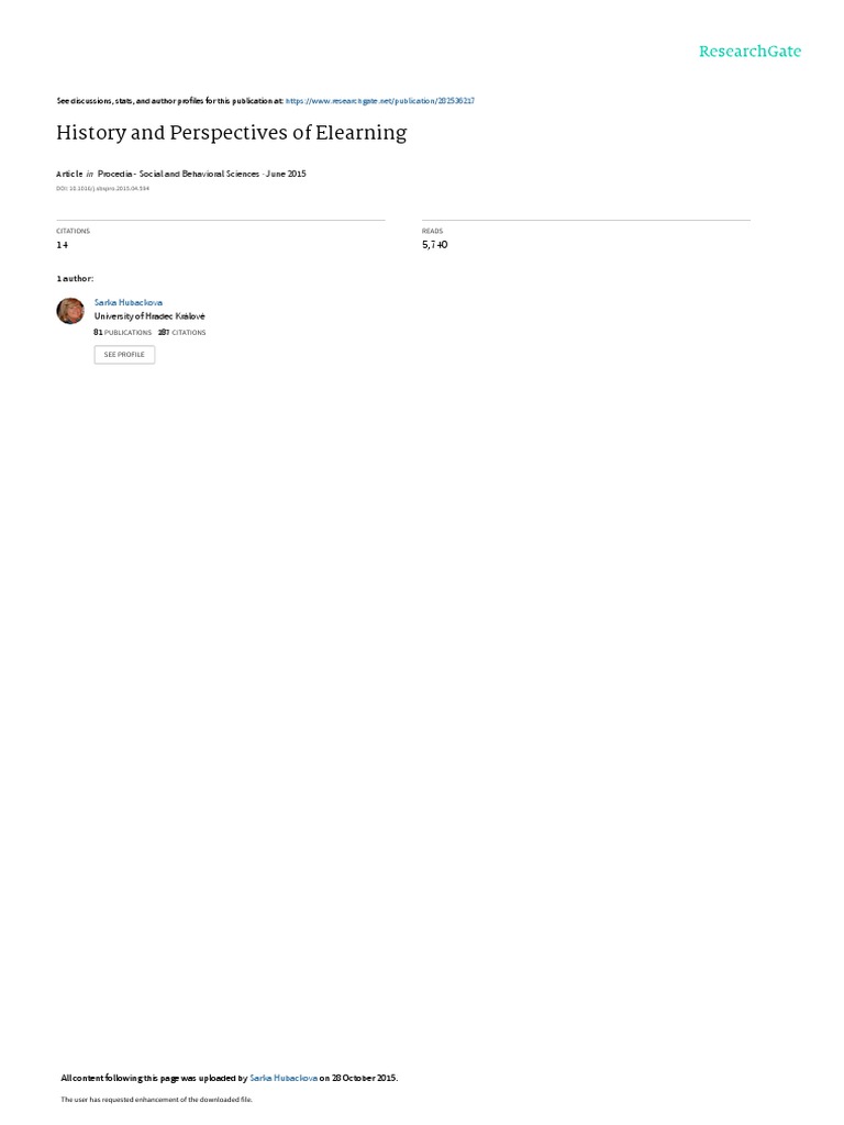 History and Perspectives of Elearning | PDF | Educational Technology ...
