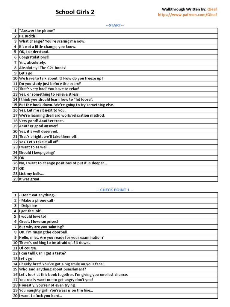 School Girls 2 Walkthrough | PDF