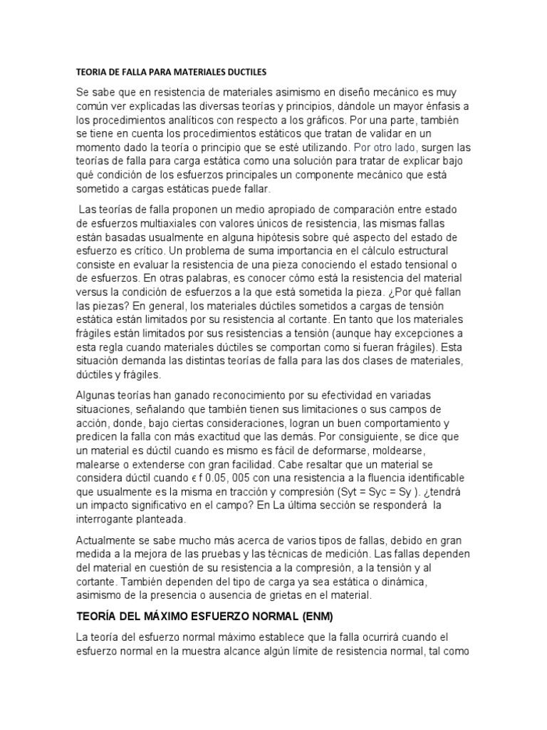 Teoría de Falla en Materiales Dúctiles | PDF | Estrés (Mecánica ...