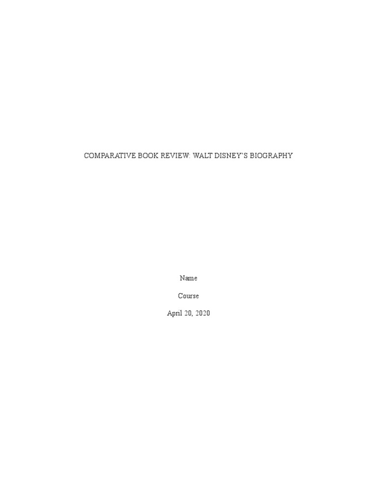Walt Disney Comparative Book Review | Download Free PDF | Walt Disney ...