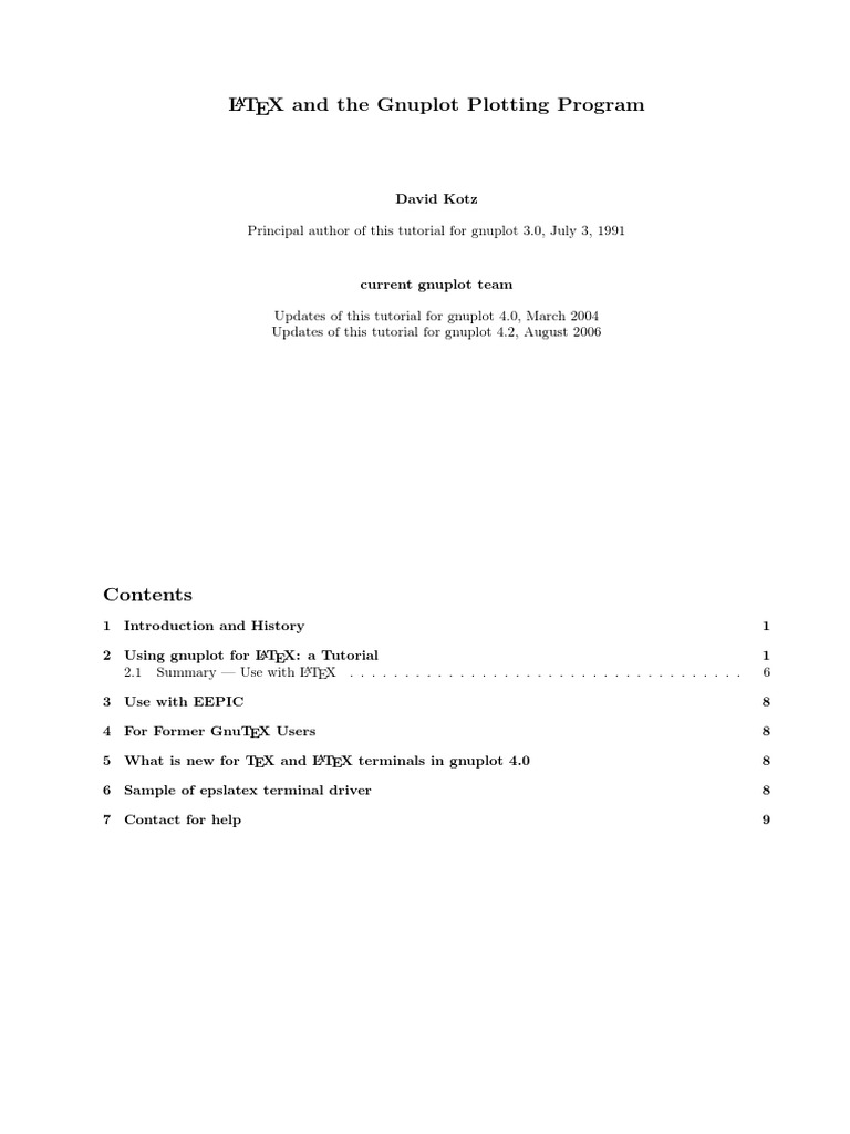 L A T E X and The Gnuplot Plotting Progr PDF | PDF | Te X | Input/Output