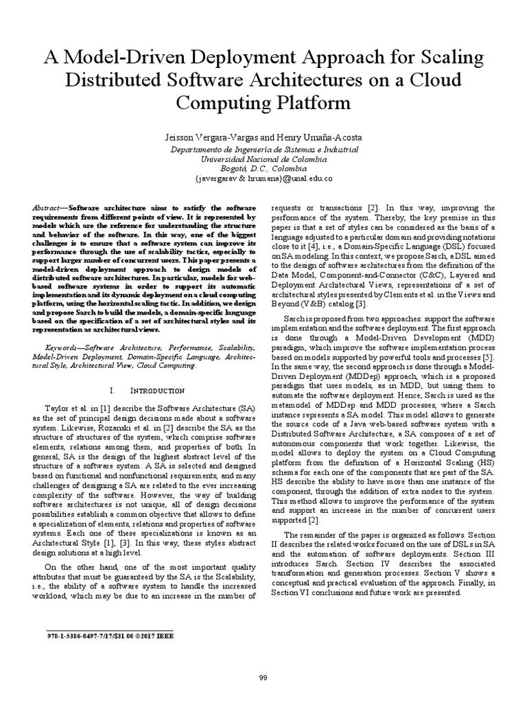 A Model-Driven Deployment Approach For Scaling Distributed Software Architectures On A Cloud ...