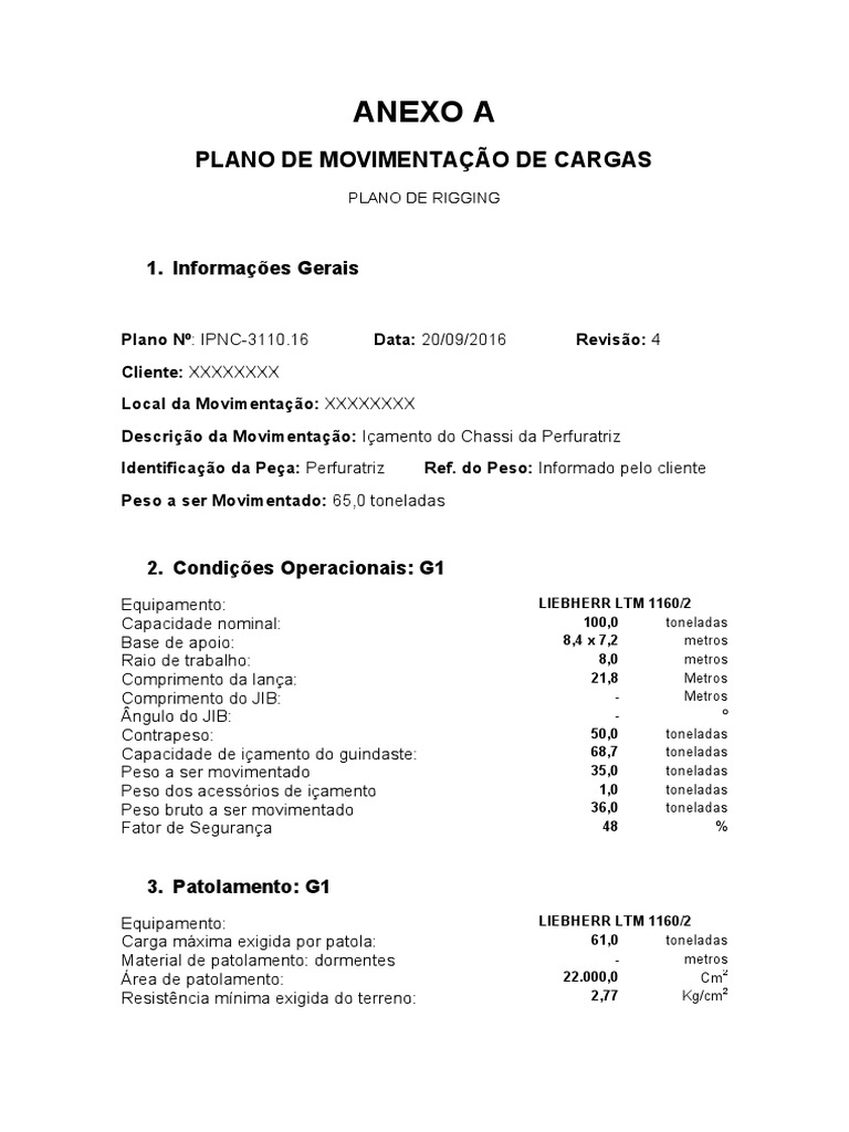 Plano de Rigging Detalhamento | PDF | Guindaste (máquina) | Física