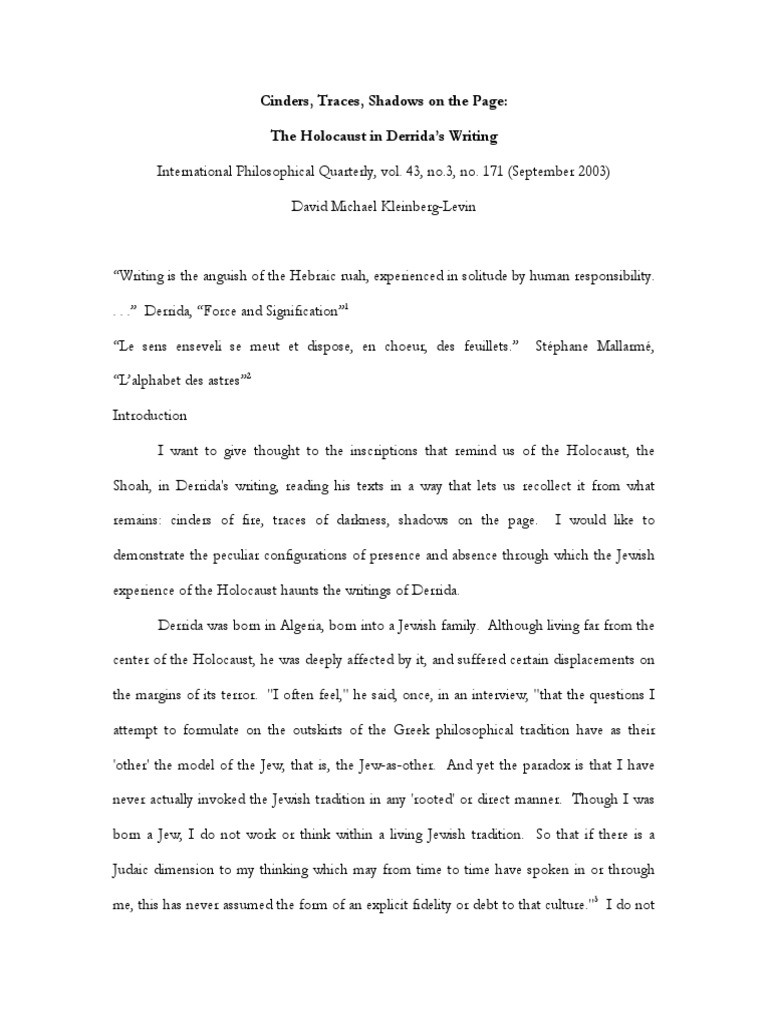 Cinders Traces Shadows On The Page The H PDF | PDF | Deconstruction ...