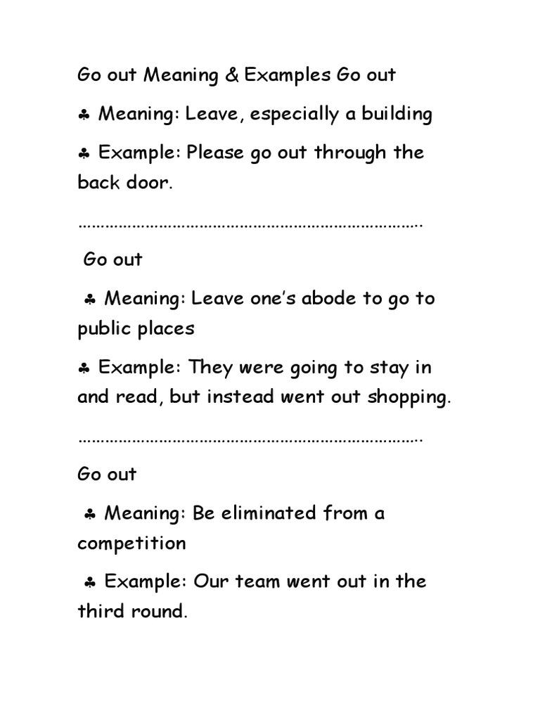 Go Out Meaning | PDF