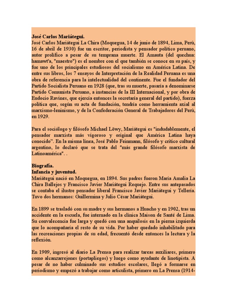 José Carlos Mariátegui 1894 1930 Descargar Gratis Pdf Política 1356
